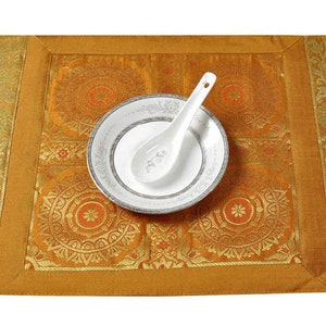 Placemats Set of 6 Pcs Indian Party Table Decor Mat Brocade Silk ...