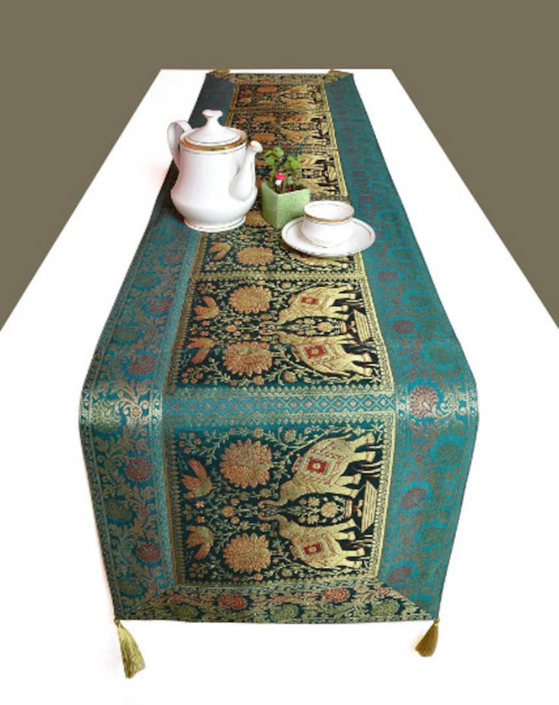 Traditional Design Silk Table Runner Kitchen Dining Home Decor - Etsy