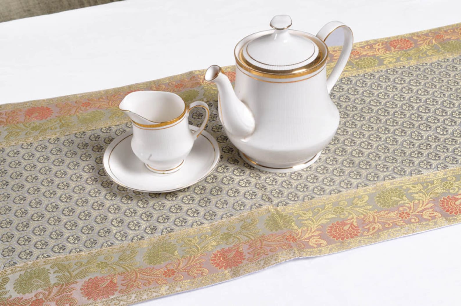 Indian Table Runner Linen Brocade Silk Tablecloth Party Table - Etsy