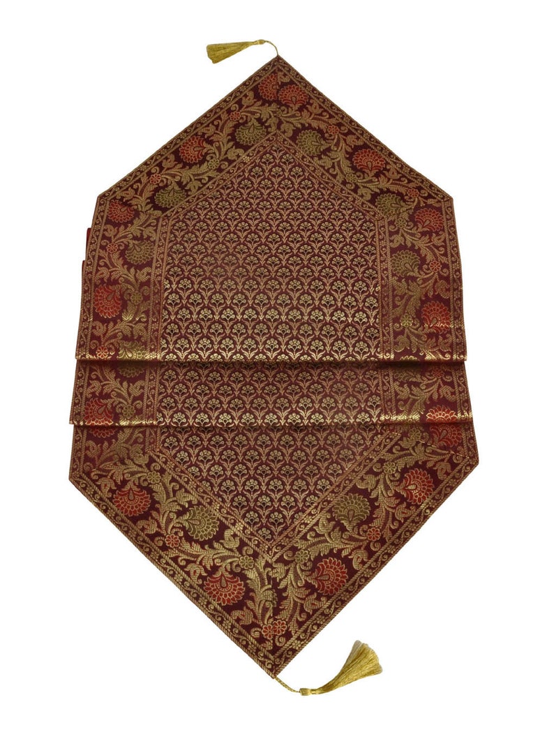 Indian Table Runner Linen Brocade Silk Tablecloth Party Table - Etsy