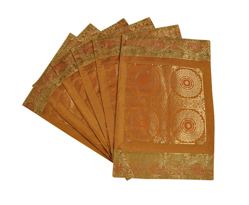 Placemats Set of 6 Pcs Indian Party Table Decor Mat Brocade - Etsy