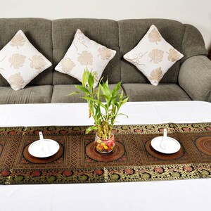 Indian Silk Table Runner Handmade Brocade Center Tablecloths Mandala ...