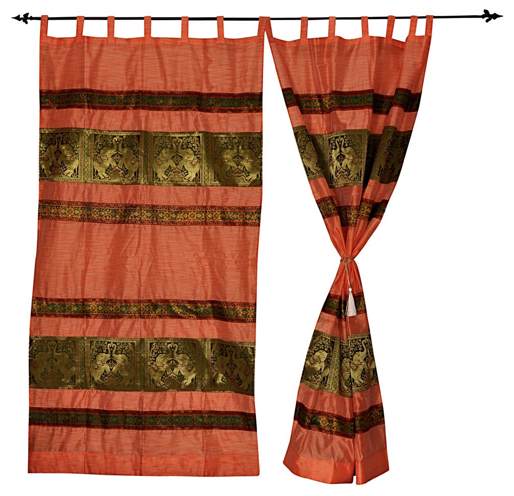 Living Room Decorations Brocade Silk Designer Curtains window | Etsy