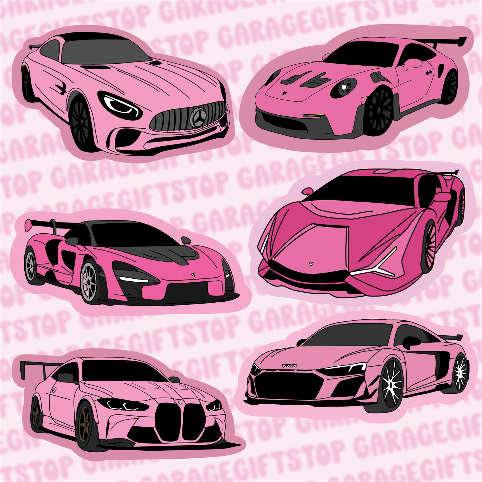 Cute Pink European Car Stickers, Porsche Decal, Mclaren Decal, Audi ...