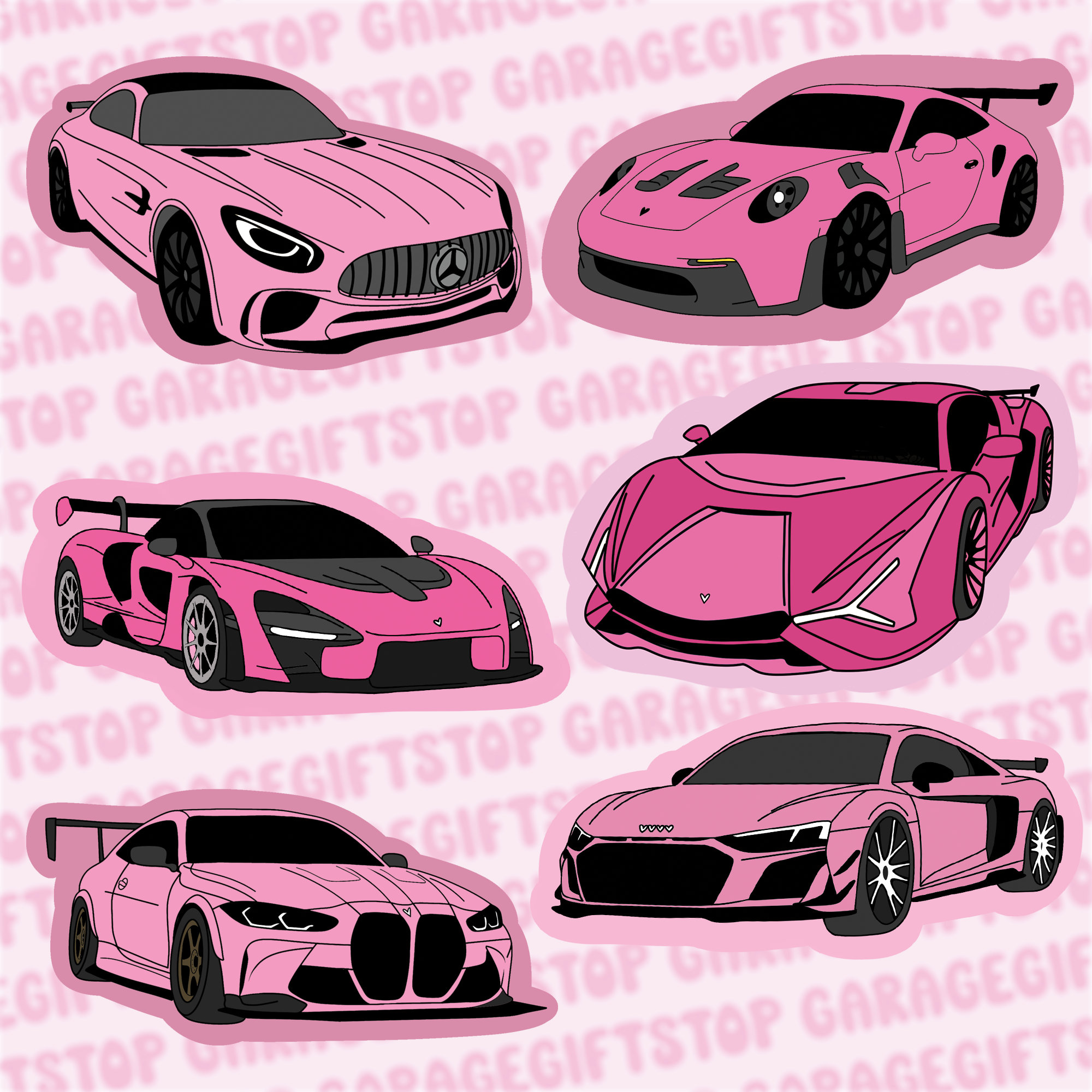 Cute Pink European Car Stickers, Porsche Decal, Mclaren Decal, Audi ...