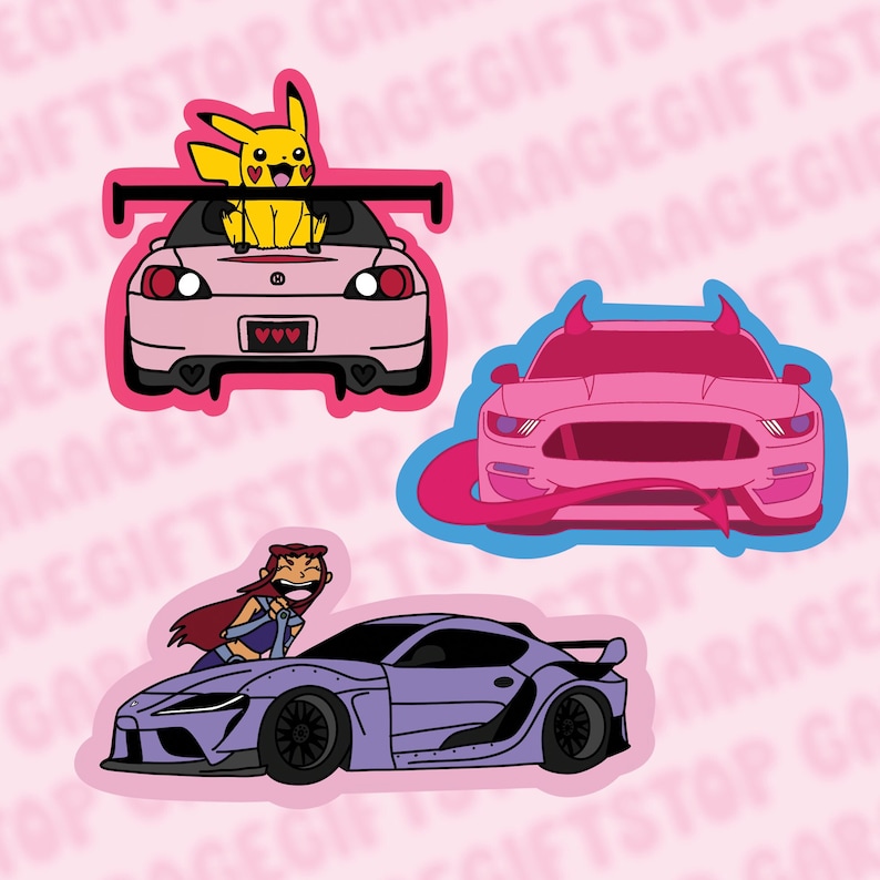 Starfire Supra Sticker, Pikachu S2K Sticker, Devil Mustang Sticker ...