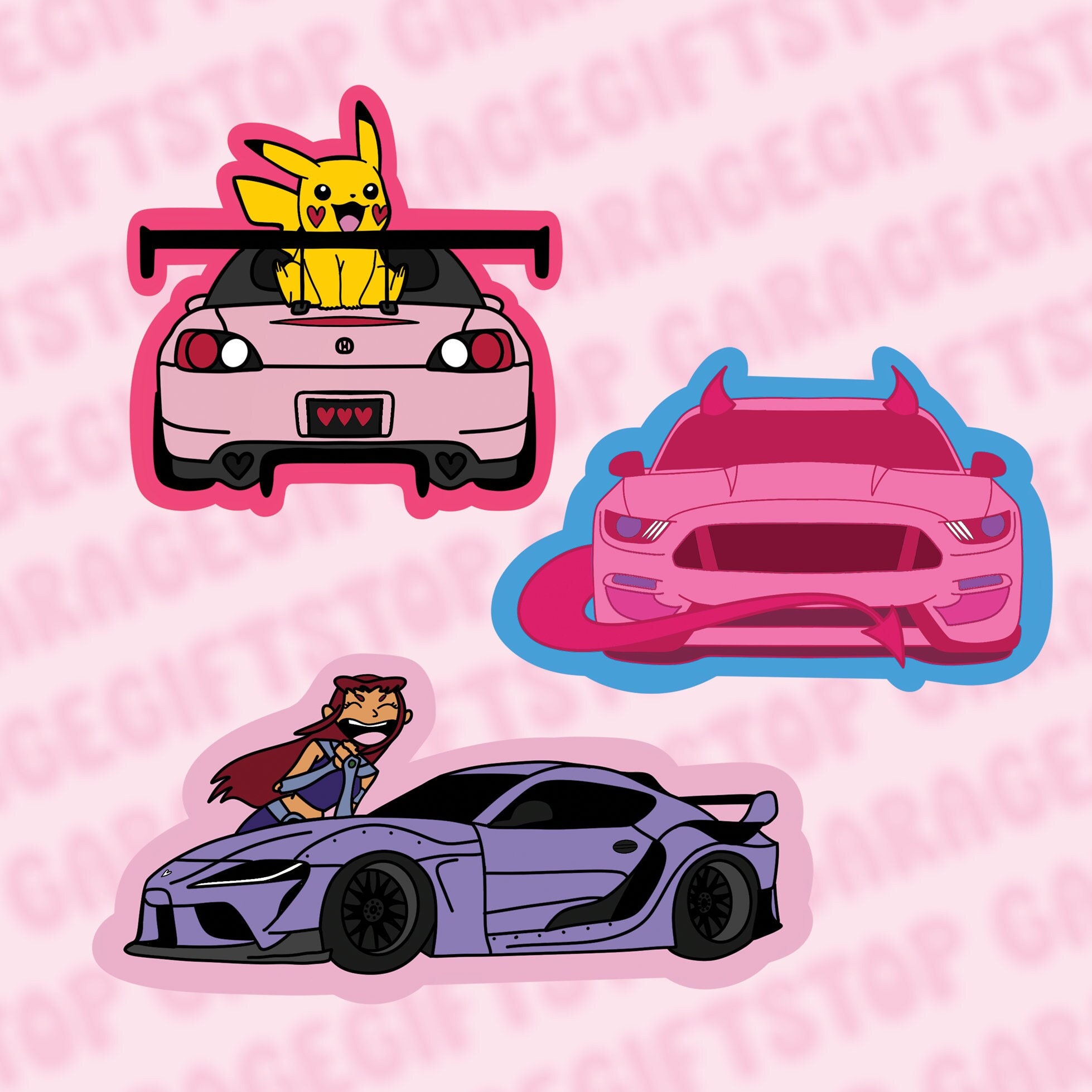 Starfire Supra Sticker, Pikachu S2K Sticker, Devil Mustang Sticker ...