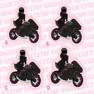 Cute Motorcycle Girl Sticker, Motorcycle Decal, Girly Pink Auto Sticker ...