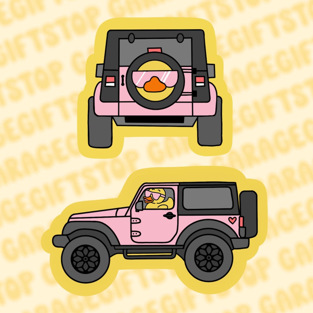 Cute Jeep Sticker, Duck Jeep Decal, Pink Jeep Girly Sticker - Etsy