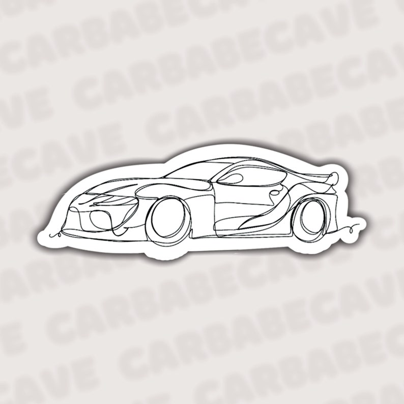 Car Line Art Stickers, Car Decal, Car Laptop Sticker, Black and White ...
