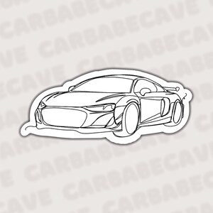 Car Line Art Stickers, Car Decal, Car Laptop Sticker, Black and White ...