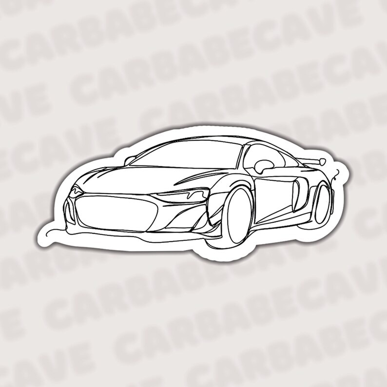 Car Line Art Stickers, Car Decal, Car Laptop Sticker, Black and White ...