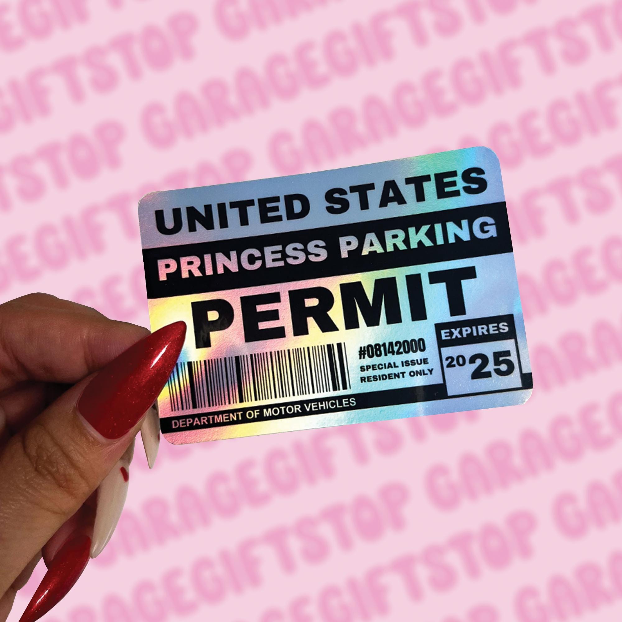 Holographic Princess Parking Permit Sticker, Street Racing Permit ...