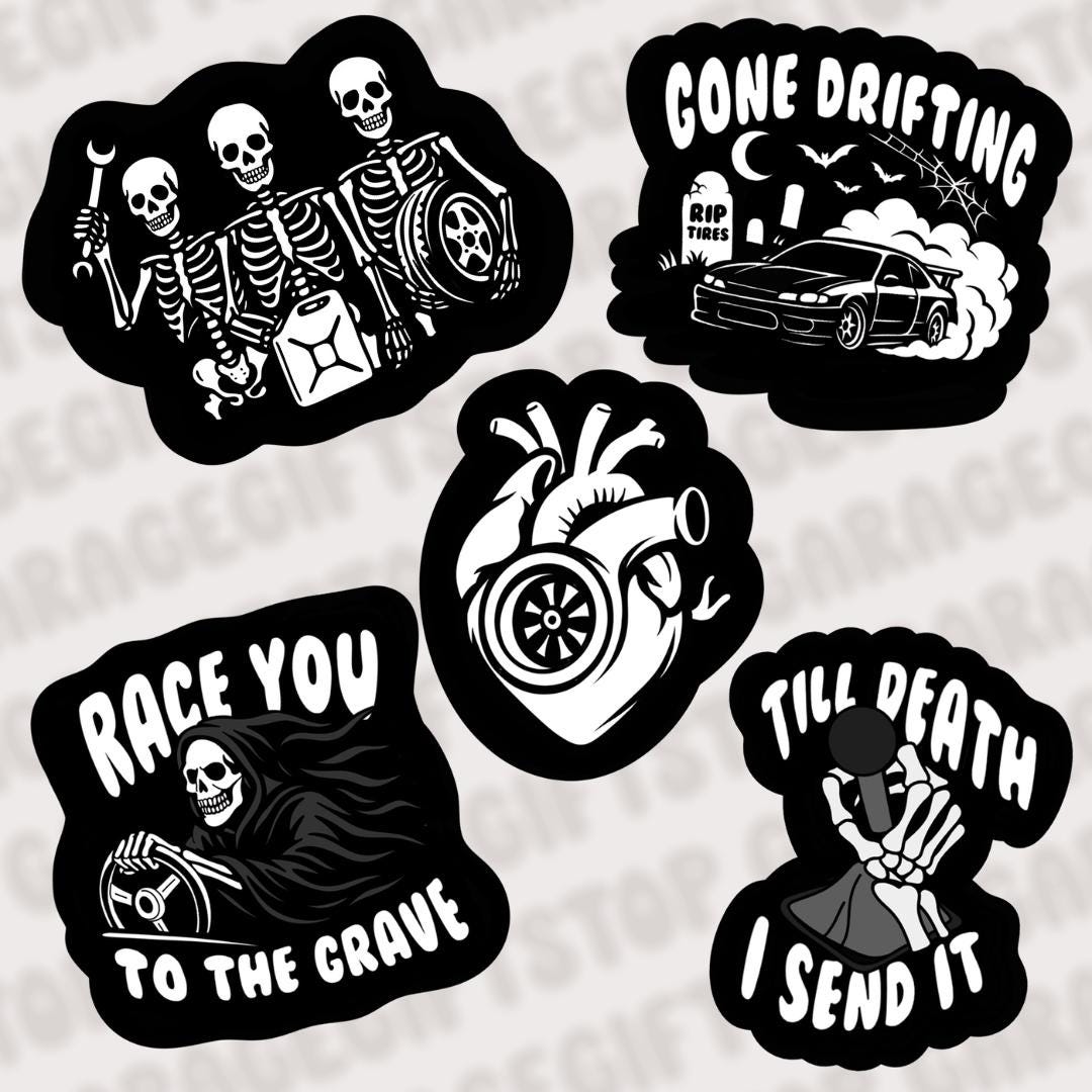 Spooky Skeleton Halloween Car Stickers, JDM Sticker, Send It Decal ...