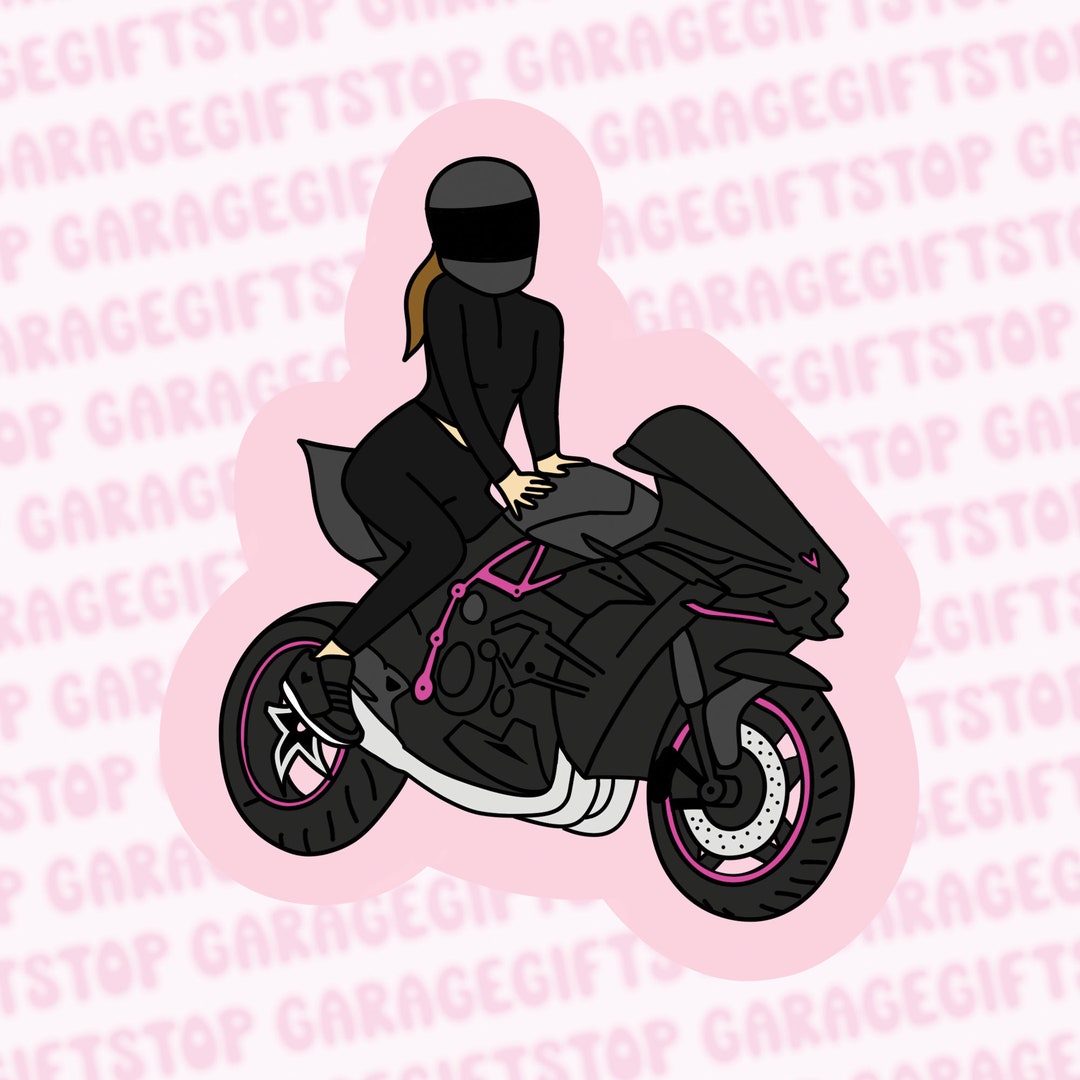 Cute Motorcycle Girl Sticker, Motorcycle Decal, Girly Pink Auto Sticker ...