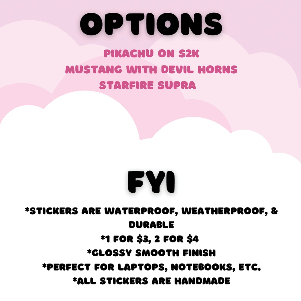 Starfire Supra Sticker, Pikachu S2K Sticker, Devil Mustang Sticker ...