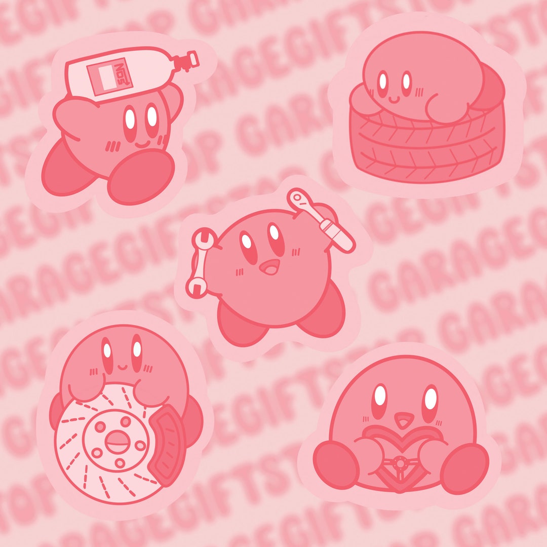Kirby Car Themed Stickers, Car Parts Sticker, Pink Stickers - Etsy