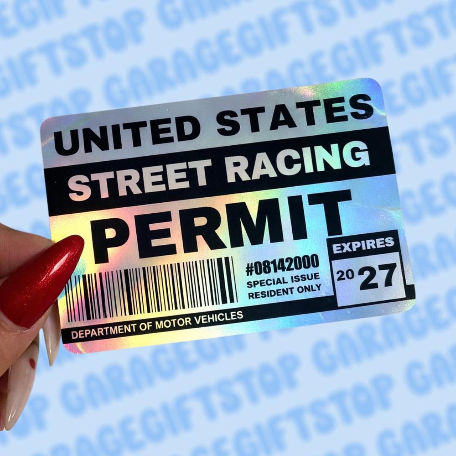 Holographic Street Racing Permit Sticker, Holographic Vinyl Sticker - Etsy