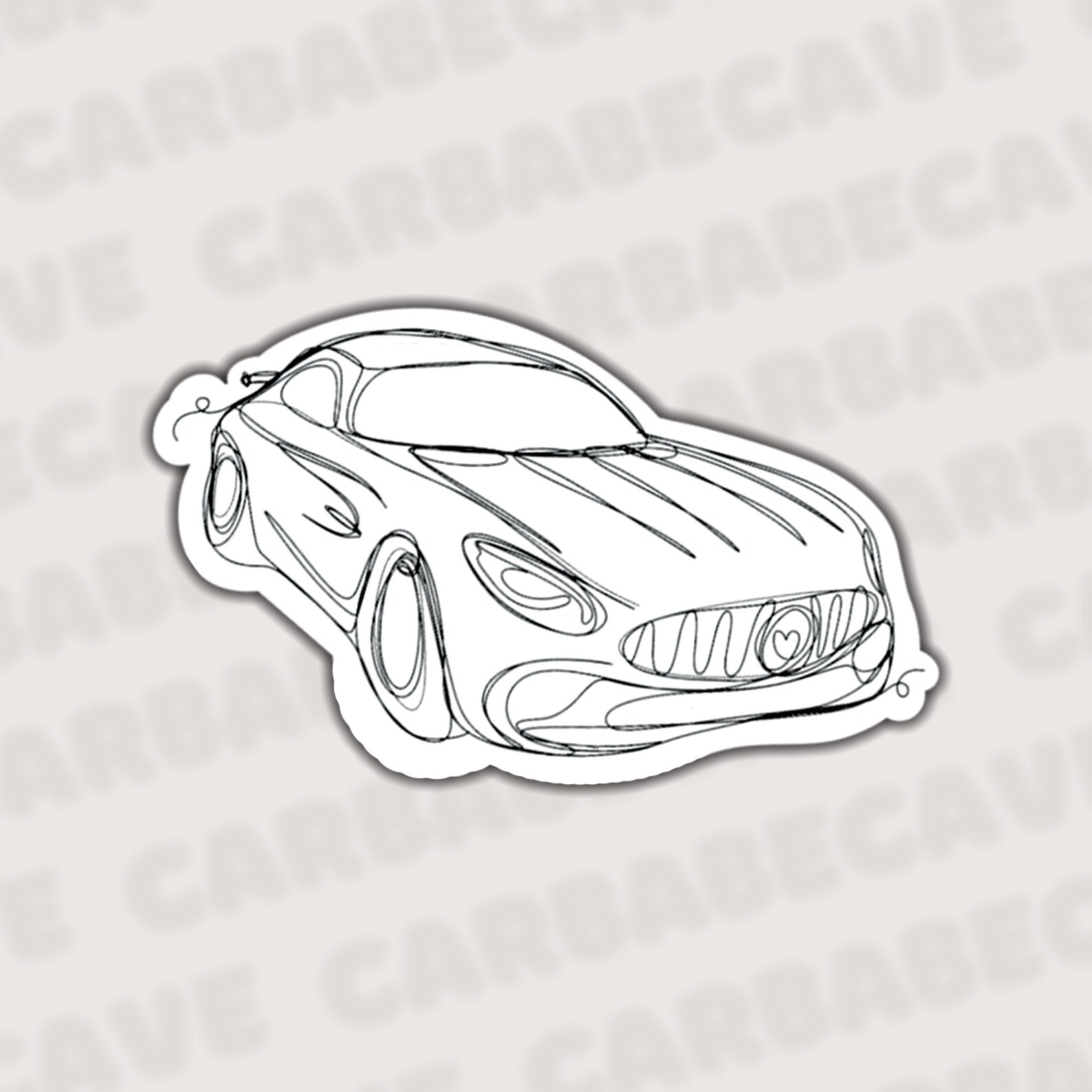 Car Line Art Stickers, Car Decal, Car Laptop Sticker, Black and White ...