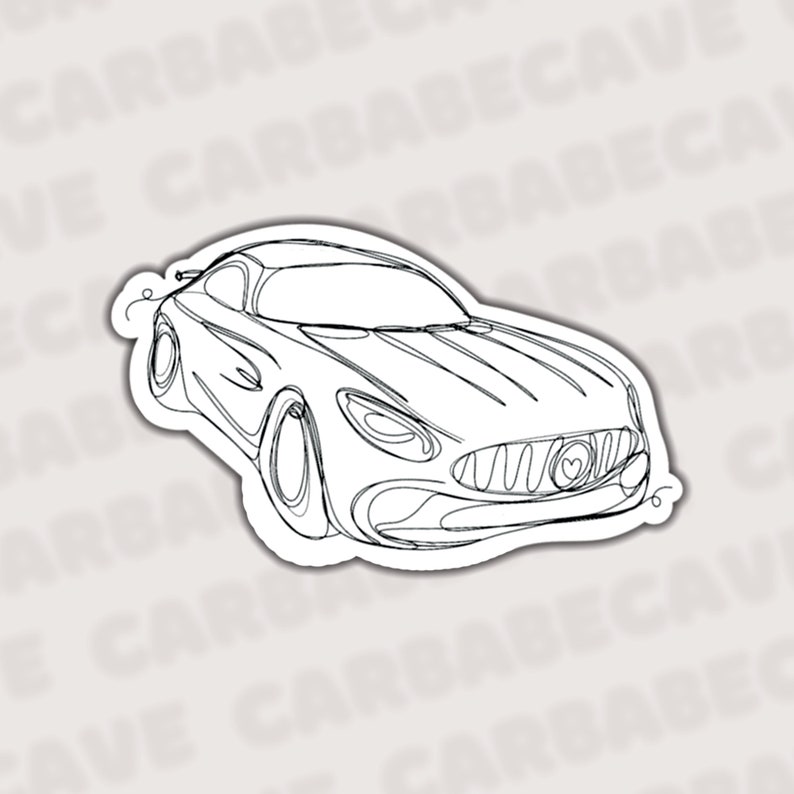 Car Line Art Stickers, Car Decal, Car Laptop Sticker, Black and White ...