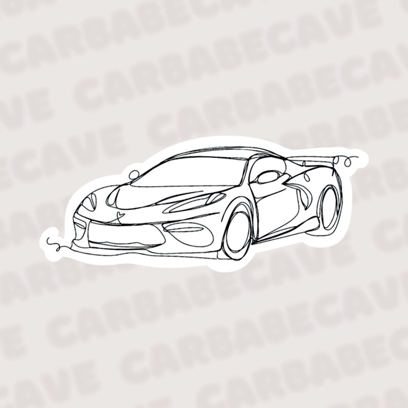 Car Line Art Stickers, Car Decal, Car Laptop Sticker, Black and White ...