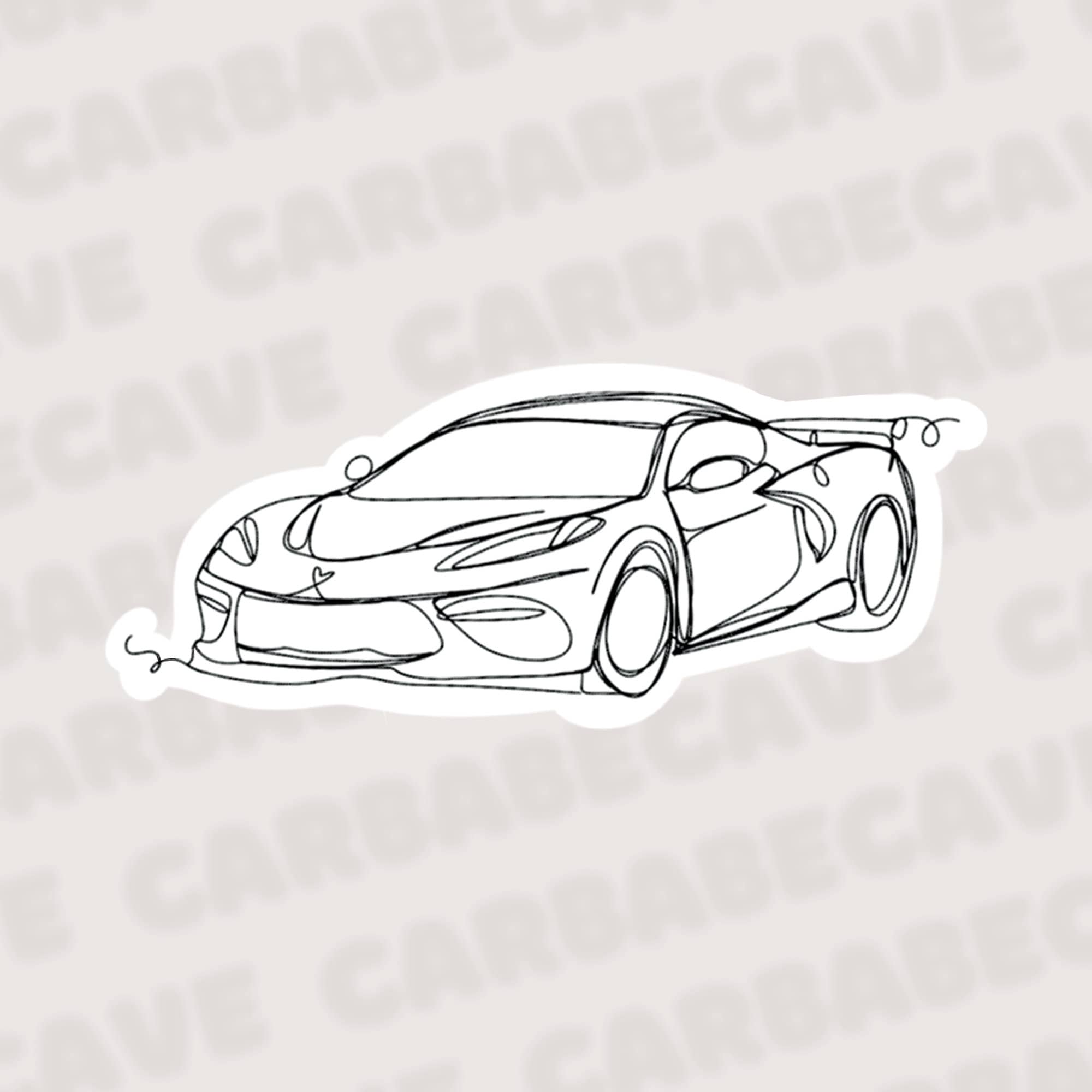 Car Line Art Stickers, Car Decal, Car Laptop Sticker, Black and White ...