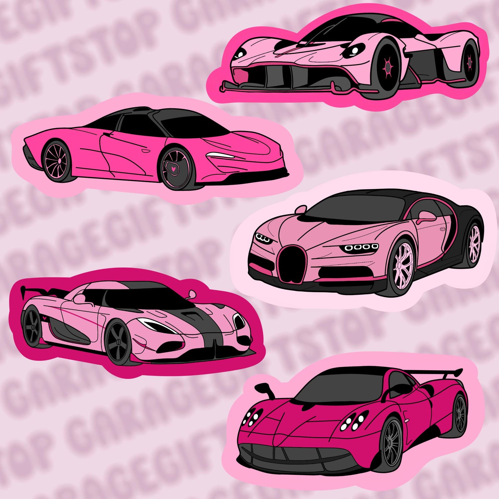 Pink Hypercar Sticker Pack | Girly Supercar Vinyl Decals | Cute Car ...
