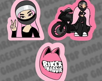 Cute Motorcycle Girl Sticker, Motorcycle Decal, Girly Pink Auto Sticker ...