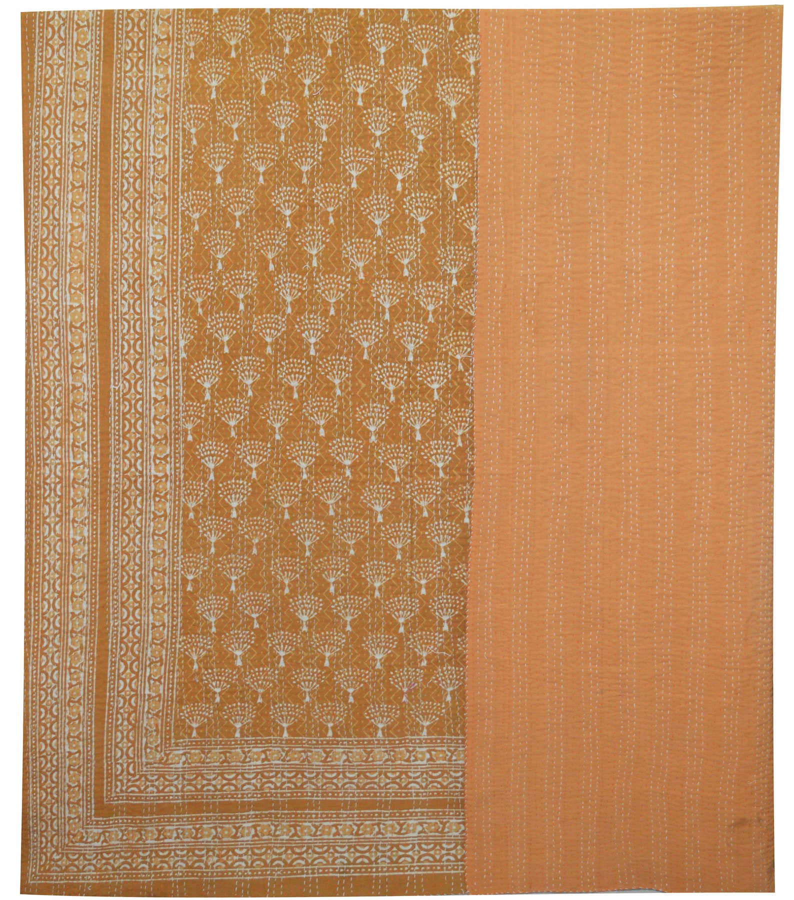 Yellow Block Print Hand-stitched Patchwork Vintage Kantha - Etsy