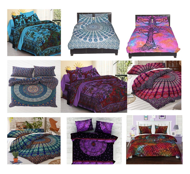 Natural Dyed Handmade Duvet Cover Queen Tree of Life Bedding - Etsy