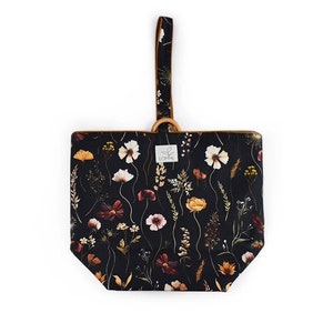 Floral Linen Tote Bag - Cottagecore Style Market Bag With Pockets - Etsy