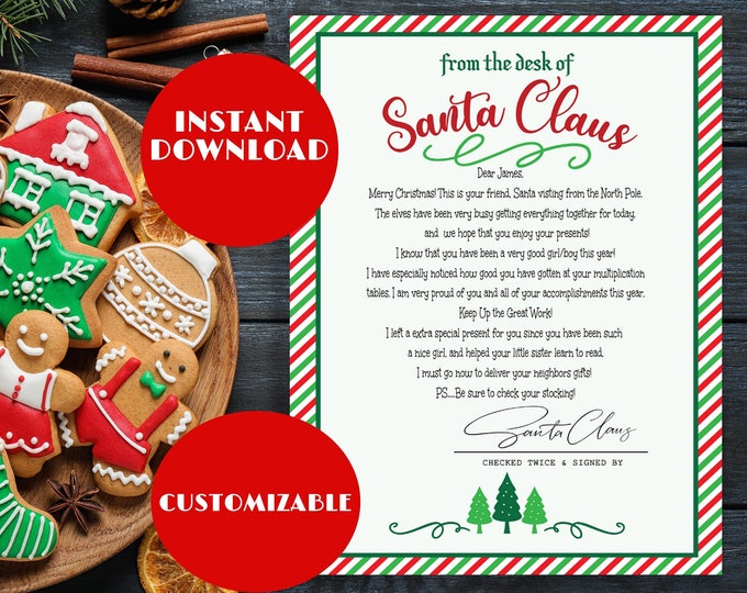 Personalized Christmas Letter From Santa Claus - Digital Download - Etsy