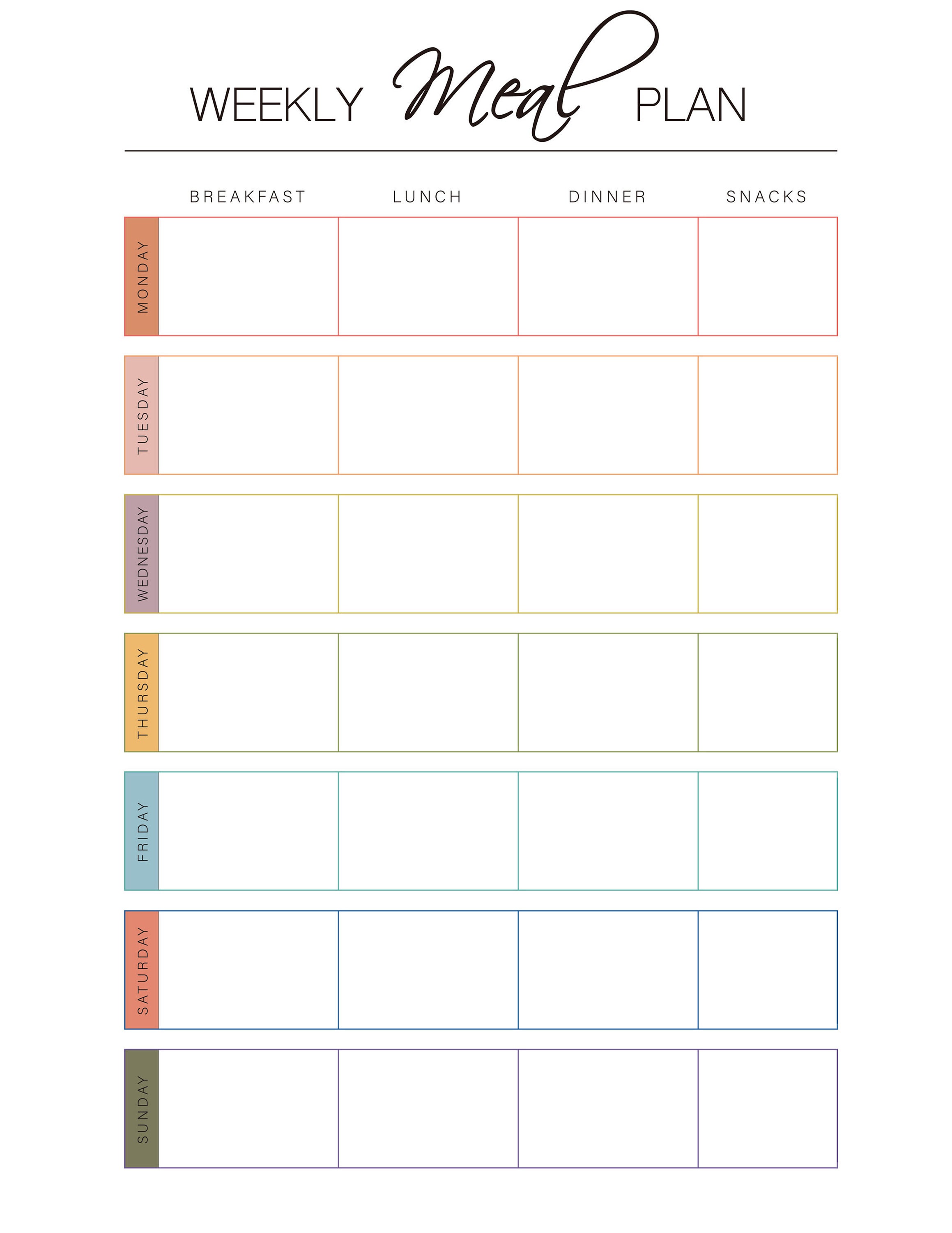 INSTANT DOWNLOAD Printable Menu Download and Weekly Menu - Etsy