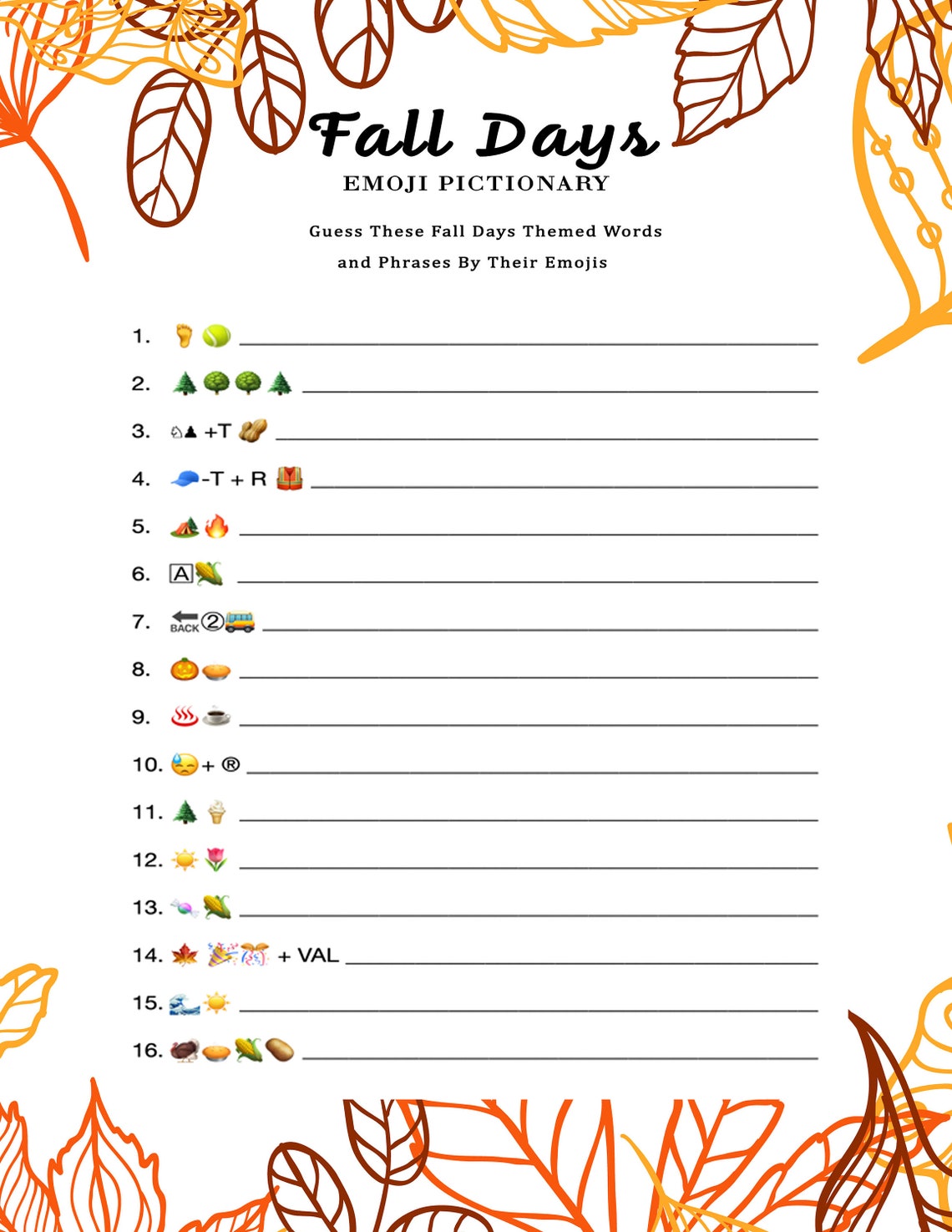 Fall Party Game Bundle Printable Party Games Crossword - Etsy