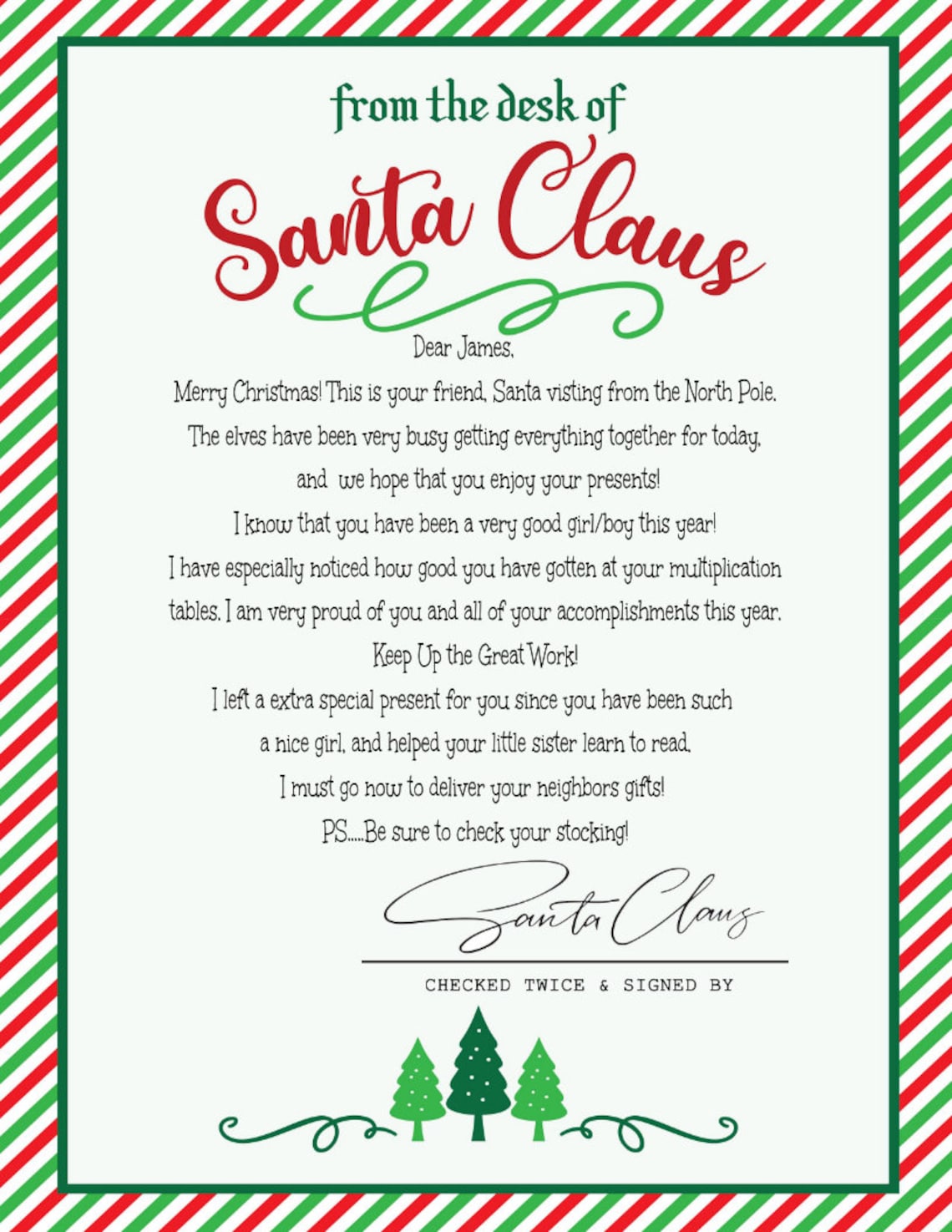 Personalized Christmas Letter From Santa Claus Digital Download - Etsy