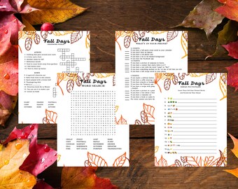 Fall Fill-in Crossword Puzzle - Etsy
