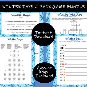 4 Winter Printable Game Bundle Holiday Party Game Winter Activity for ...