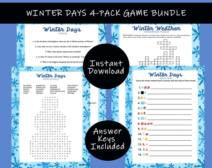 4 Winter Printable Game Bundle Holiday Party Game Winter Activity for ...