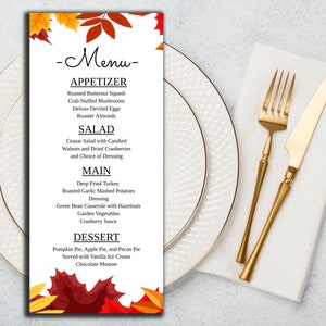 Custom Thanksgiving Menu, Thanksgiving Dinner Menu, Instant Download ...