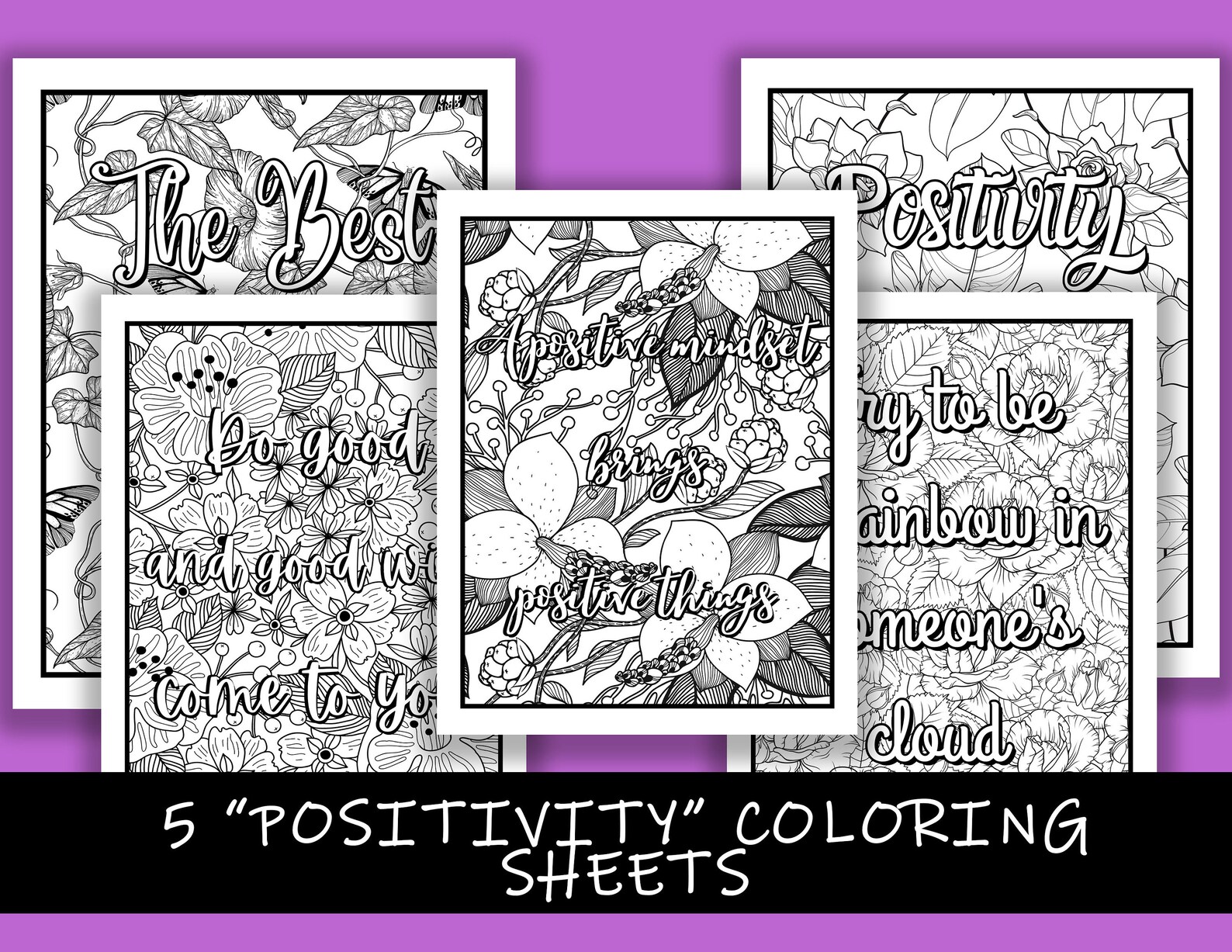 Self Care Coloring Pages for Adults, High Resolution Digital Downloads ...