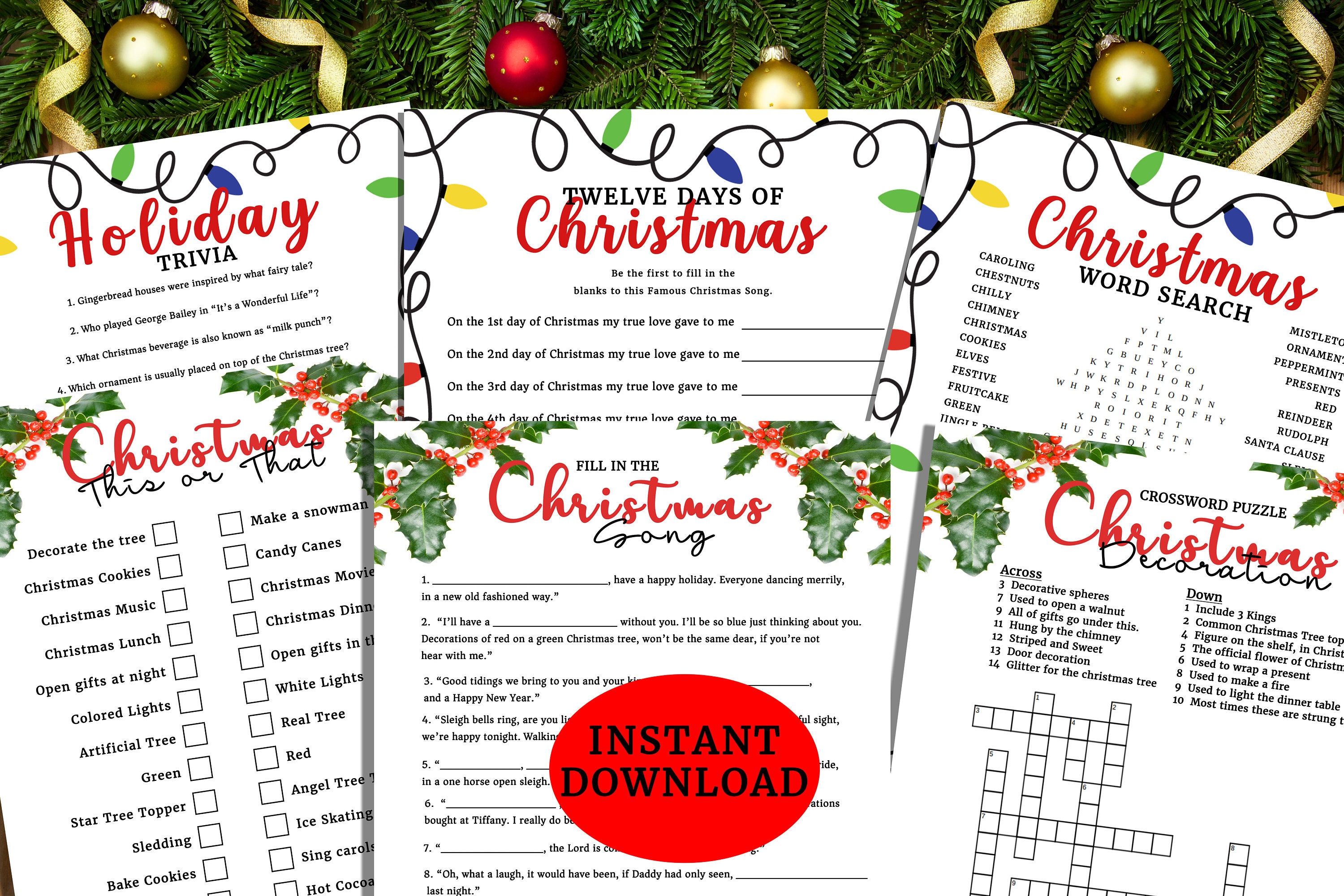 6 Christmas Games Bundle, Christmas Games, Family Christmas Games ...