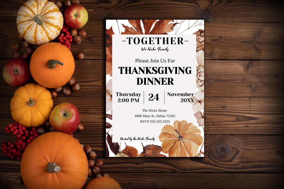 Custom Thanksgiving Party Invitations, Thanksgiving Invitation, Holiday ...