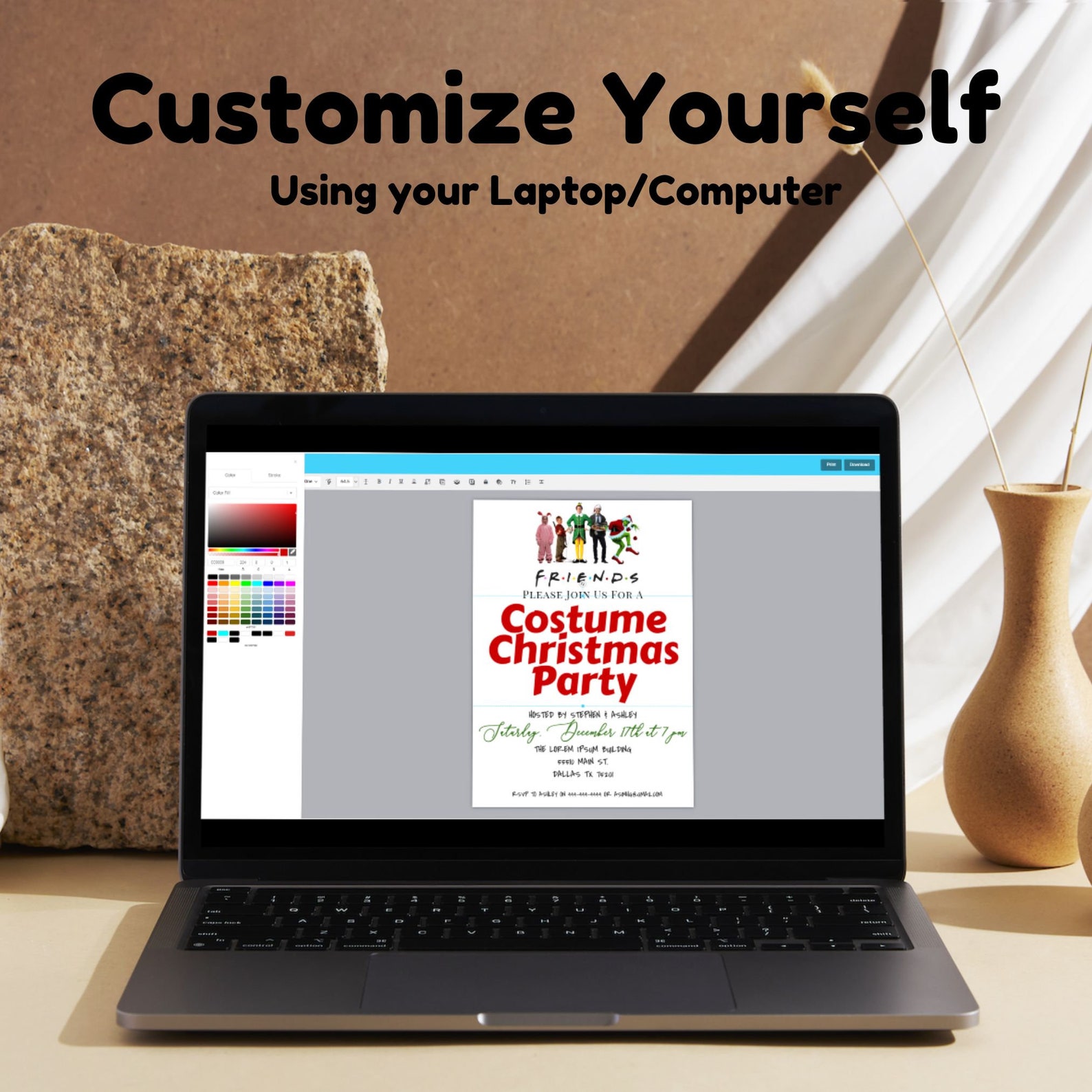 Custom Christmas Party Invitations, Holiday Party Custom Template ...