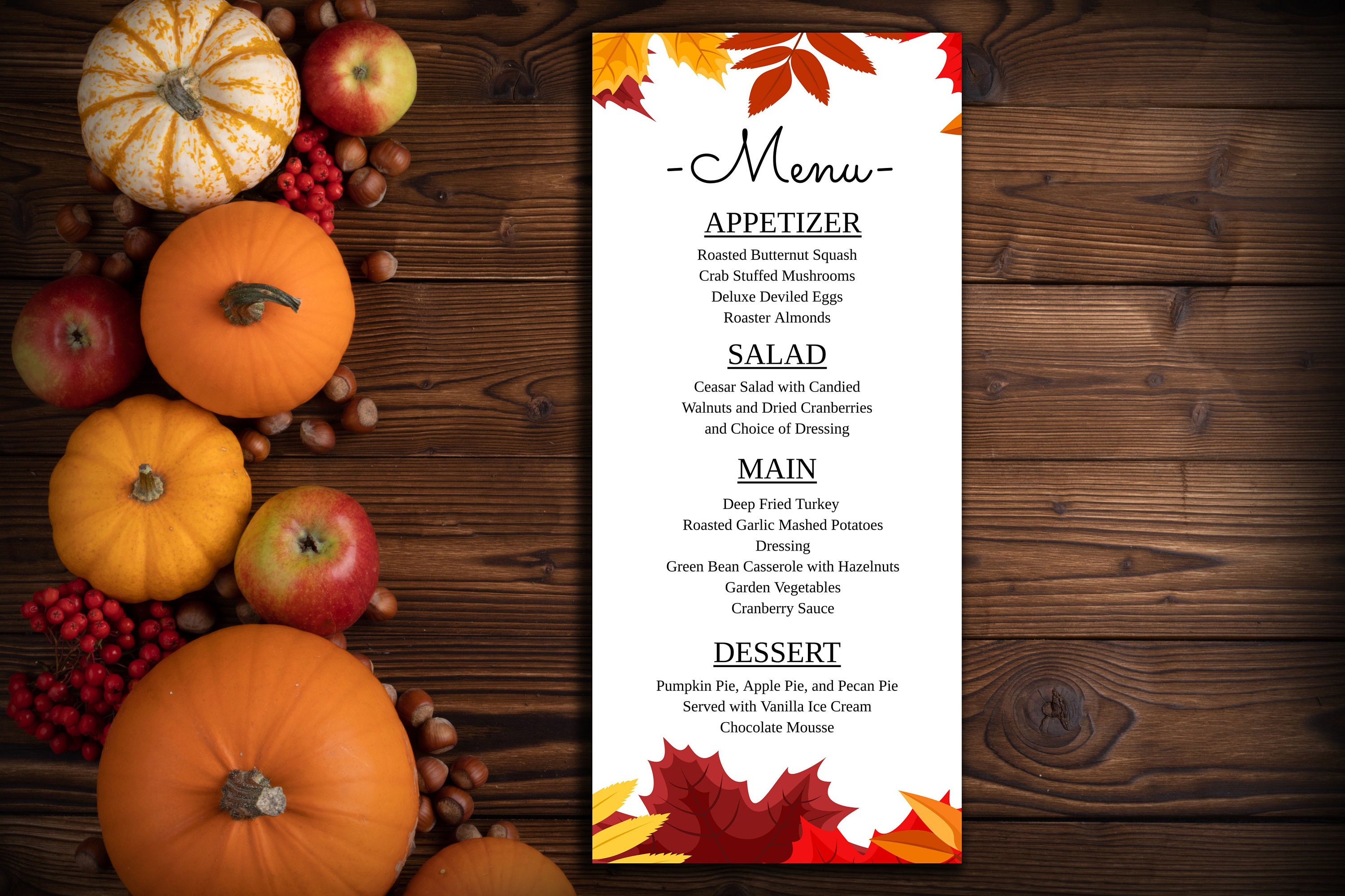 Custom Thanksgiving Menu, Thanksgiving Dinner Menu, Instant Download ...
