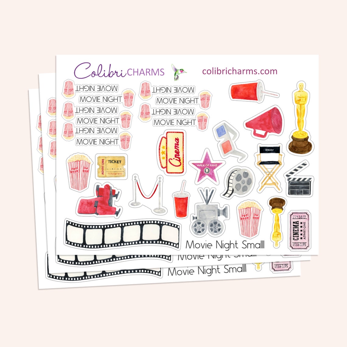 Movie Night Stickers Movie Planner Stickers Hollywood | Etsy