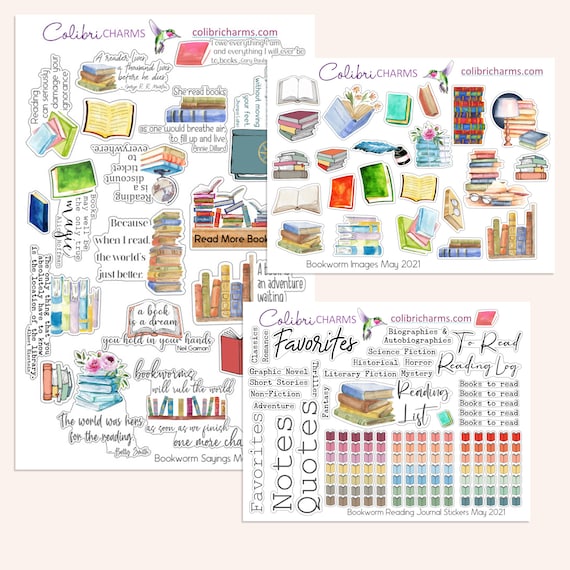 Bookworm Planner Stickers Book Lovers Reader Reading - Etsy