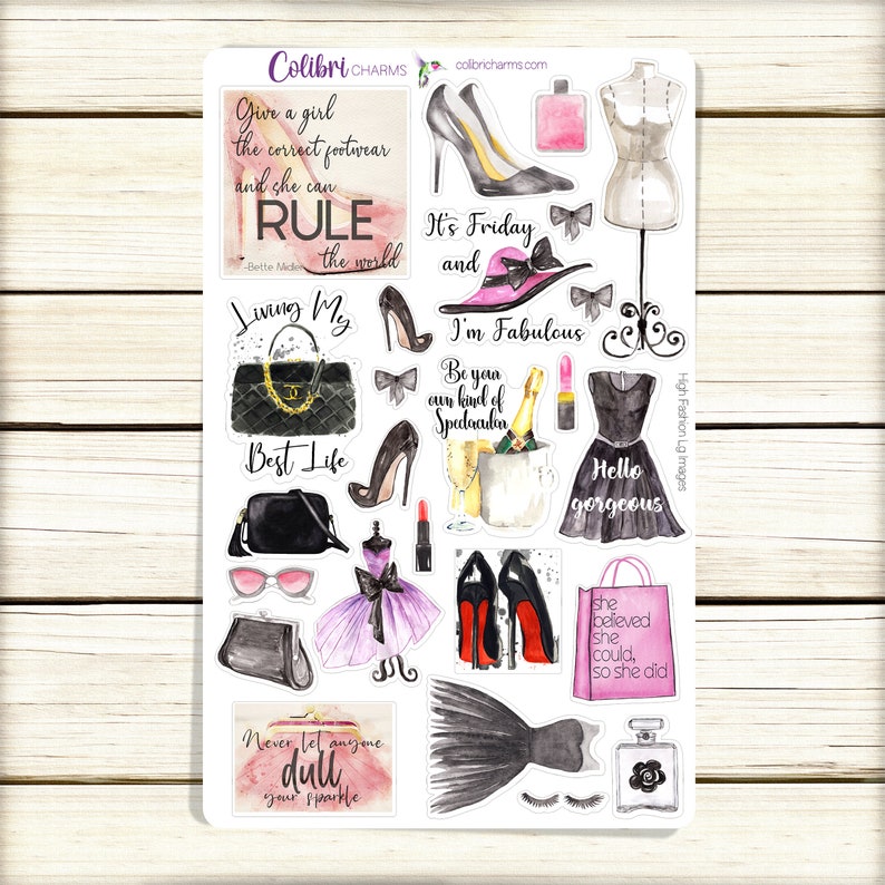 High Fashion Planner Stickers, Couture, Stylish Stickers, Runway ...