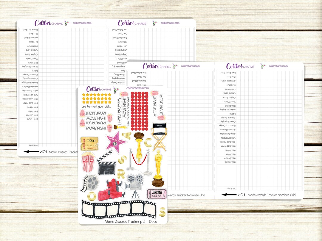 Movie Awards Tracker Stickers Motion Picture Award Planner Stickers ...