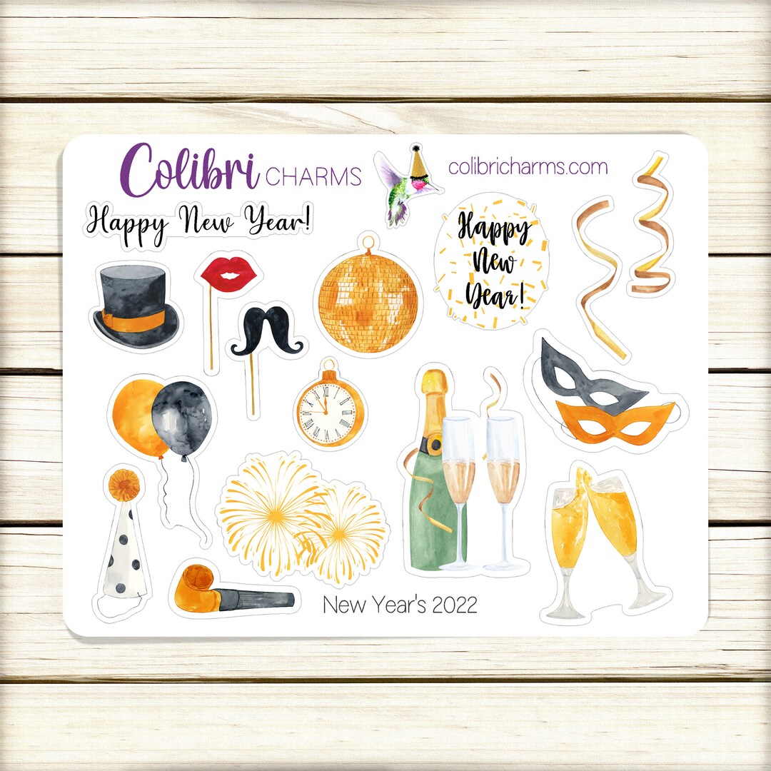 Happy New Year Planner Stickers New Year's Stickers 2022 Stickers ...
