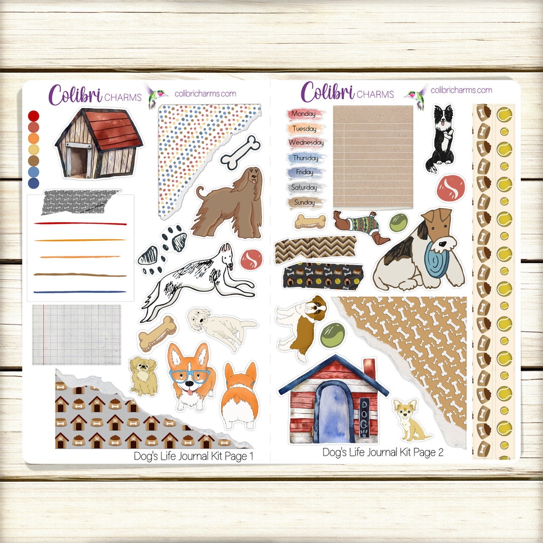 Dog's Life Journal Kit Canine Companion Planner Stickers Furry Friends ...